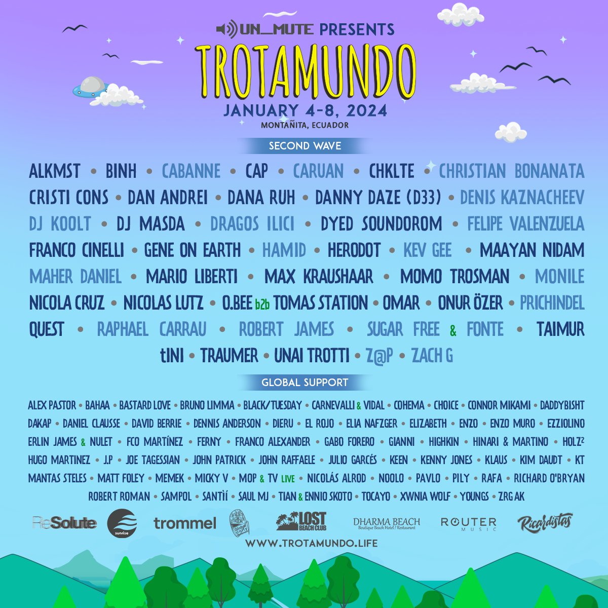 UN_MUTE presenta Trotamundo con mas de 60 artistas en Montañita - Electronic Groove en Español